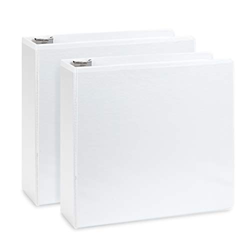 Extra Large 3 Ring Binders, 4 Inch Binder with Rugged Heavy Duty Design for Home, Office, and School, Holds up to 880 Sheets of 8.5 Inch x 11 Inch Paper, White, D Ring, 2 Pack of 4" Binders