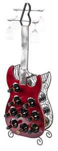 vintage wood and metal guitar shaped 9 bottle freestanding decorative wine holder