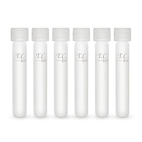 85mm Glass Test Tubes with Leak-Proof Screw Caps and 5 ml Marking, Set of 6, Ideal for Aquarium Water Tests, by Tililly Concepts