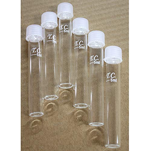 85mm Glass Test Tubes with Leak-Proof Screw Caps and 5 ml Marking, Set of 6, Ideal for Aquarium Water Tests, by Tililly Concepts