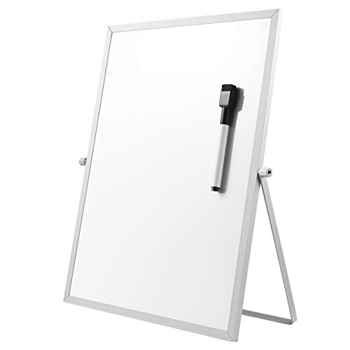 STOBOK Magnetic Dry Erase Board with Stand for Desktop, Double Sided White Board Planner Reminder for School Office 14 x 11 inches