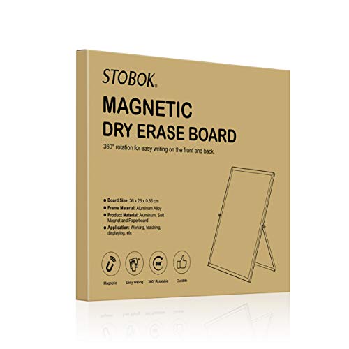 STOBOK Magnetic Dry Erase Board with Stand for Desktop, Double Sided White Board Planner Reminder for School Office 14 x 11 inches