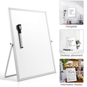 STOBOK Magnetic Dry Erase Board with Stand for Desktop, Double Sided White Board Planner Reminder for School Office 14 x 11 inches