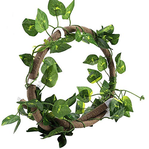 Bearded Dragon Hammock Reptile Jungle Vines Flexible Reptile Leaves with Suction Cups for Climbing Branches Habitat Terrariums Decoration Accessories Chameleon Lizards Gecko Frogs Snakes