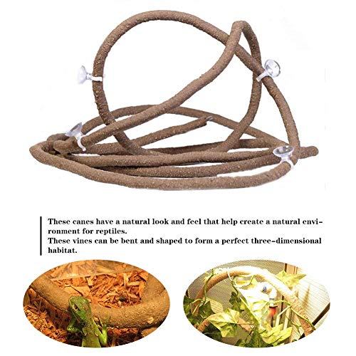 Bearded Dragon Hammock Reptile Jungle Vines Flexible Reptile Leaves with Suction Cups for Climbing Branches Habitat Terrariums Decoration Accessories Chameleon Lizards Gecko Frogs Snakes