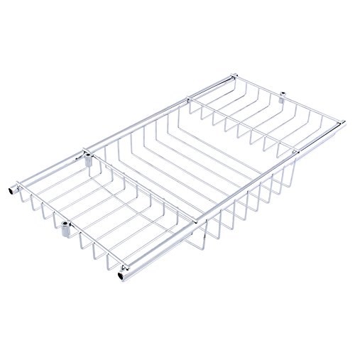 Bathtub Table Shelf , 22.5x6.3x2.6 Inch Stainless Steel Tub Shampoo Bath Caddy Table Tray, Bath Tub Racks Organizer Tub Shelf with Extending Sides for Phone Pad Book Holder