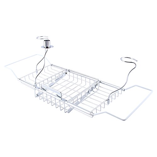 Bathtub Table Shelf , 22.5x6.3x2.6 Inch Stainless Steel Tub Shampoo Bath Caddy Table Tray, Bath Tub Racks Organizer Tub Shelf with Extending Sides for Phone Pad Book Holder