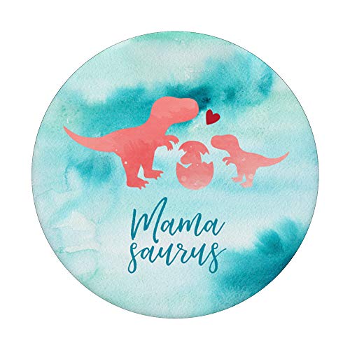 Mamasaurus Pink Dinosaur Mom with 2 Babies and Red Heart PopSockets PopGrip: Swappable Grip for Phones & Tablets