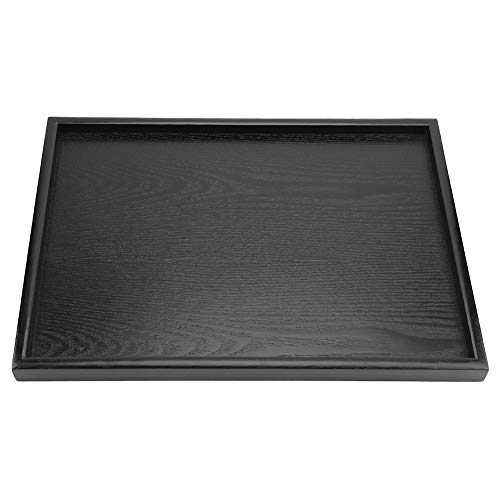 Black Tray, Food Tea Tray, Rectangle Solid Wood Tea Coffee Snack Food Meals Serving Tray Plate for Breakfast Dinner Ottoman Coffee Table Parties Home Bathroom Appetizer Drinks(3 #)