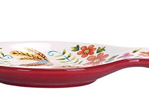 Bico Red Spring Bird Ceramic Spoon Rest, House Warming Gift, Dishwasher Safe