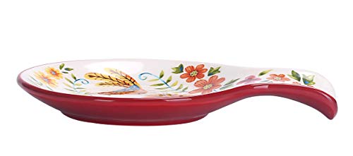 Bico Red Spring Bird Ceramic Spoon Rest, House Warming Gift, Dishwasher Safe