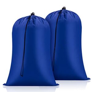 ufmedorm extra large heavy duty laundry bags 2 pack travel dirty clothes storage organizer drawstring laundromat sacks college dorm xl camp tear resistant big hamper liner 28 x 43 inch blue