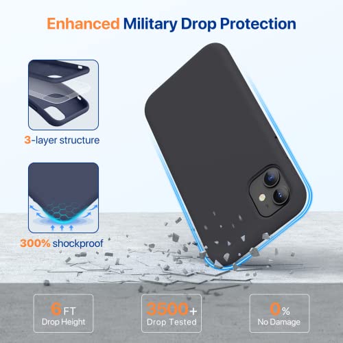 Miracase Liquid Silicone Phone Case Compatible with iPhone 11 6.1 inch(2019), Gel Rubber Full Body Protection Cover Case Drop Protection Case (Black)