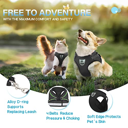 Supet Cat Harness and Leash Set for Walking and Small Dog Soft Mesh Harness Adjustable Vest with Reflective Strap Comfort Fit for Pet Kitten Puppy Rabbit