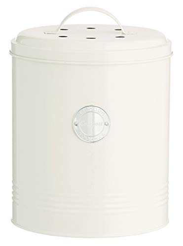 Typhoon Compost Caddy with Carbon Filters, Steel, 2.5 Litre, Cream, 84.5 Female oz/2.6 Quart