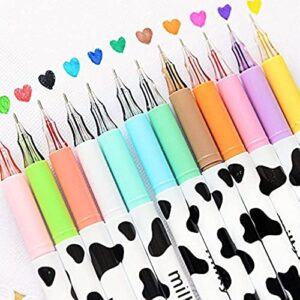 nykkola diamond cute gel pen milky cow pens,12pcs 0.35mm extra-fine ballpoint pen perfect for office school supplies gifts for boys girls(milk 12 pcs)