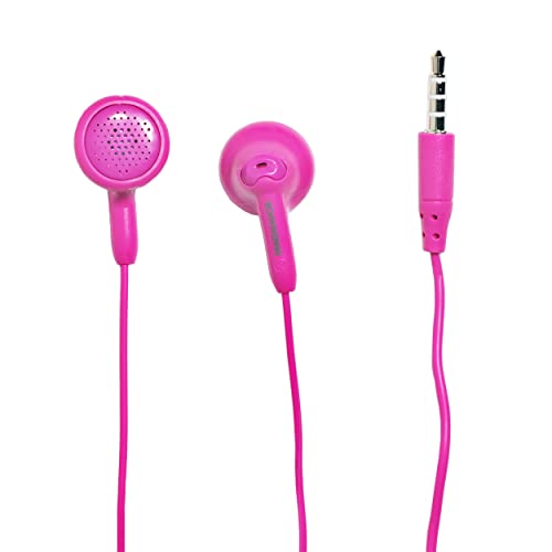 Magnavox MHP4820-PK Gummy Earbuds in Pink | Available in Pink, White, Black, Blue, & Teal | Earbuds Gummy | Extra Value Comfort Stereo Earbuds | Durable Rubberized Cable |