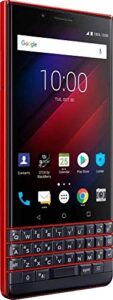 blackberry key2 le (bbe100-4) 64gb, dual sim, dual 13mp+5mp camera, 4gb ram, gsm unlocked international model, no warranty (red)