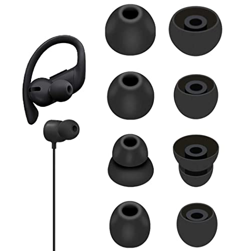 JNSA 8pcs Black Replacement Silicone Ear Tips Ear Buds Compatible with Powerbeats Pro Earphones - Black [Powerbeats Pro Ear Tip]