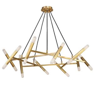 bokt mid century modern 20-light polygonal chandelier light fixture for kitchen living room foyer dining room ceiling lamp includ g4 warm white bulbs (bronze)