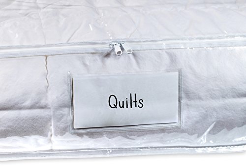 Clear Underbed Storage Bag - Durable Vinyl Material to Shield Your Contents from Dust, Dirt and Moisture. Easy Gliding Zipper for Easy Access and Label Pocket for Easy Identification. (2-Pack)