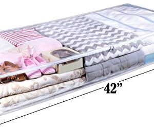 Clear Underbed Storage Bag - Durable Vinyl Material to Shield Your Contents from Dust, Dirt and Moisture. Easy Gliding Zipper for Easy Access and Label Pocket for Easy Identification. (2-Pack)