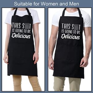 Miracu Funny Aprons for Men, Cooking Aprons for Women, Dad Apron, Fathers Day Apron Gifts for Husband, Boyfriend - Birthday Chef Gifts for Men, Fun BBQ Baking Grilling Kitchen Apron, Chef Grill Apron