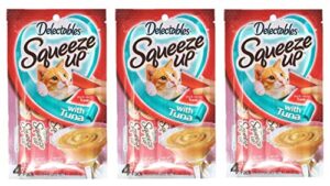 delectables squeeze up hartz cat treats bundle of 3 flavor pouches, 2.0 oz each (tuna)