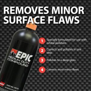 Malco Epic Medium-Duty Compound - Vehicle Paint Correcting and Polishing Compound/Removes Up to P2500 Sand Scratches/Polishes to Deep Showroom Gloss / 32 Oz. (109132)