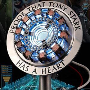 New Version 1:1 Iron Man Arc Reactor MK1,with LED Light, Tony Stark has a Heart Touch Sensitive, No Remote Control Required,Totally Easy Assembly ,USB Interface (with Display Case)