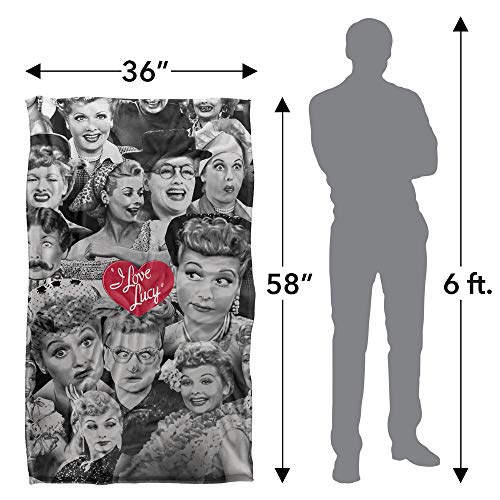 Trevco I Love Lucy Faces Silky Touch Super Soft Throw Blanket 36" x 58"