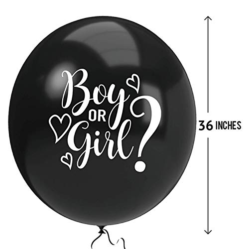 Gender Reveal Balloon with Confetti, 36 Inch Black Boy or Girl Gender Reveal Balloon Kit with Pink and Blue Round Confetti for Baby Shower, Gender Reveal Decorations