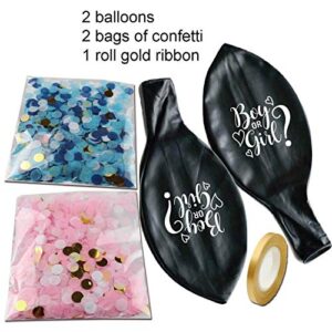 Gender Reveal Balloon with Confetti, 36 Inch Black Boy or Girl Gender Reveal Balloon Kit with Pink and Blue Round Confetti for Baby Shower, Gender Reveal Decorations