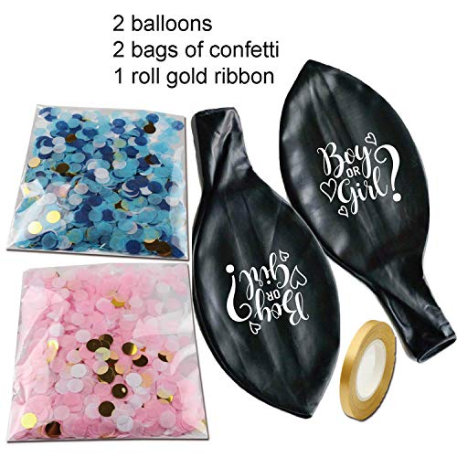 Gender Reveal Balloon with Confetti, 36 Inch Black Boy or Girl Gender Reveal Balloon Kit with Pink and Blue Round Confetti for Baby Shower, Gender Reveal Decorations