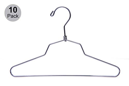 10 Quality Metal Children Hangers, Swivel Hook, Stainless Steel Heavy Duty Wire Clothes Hangers (10, Kids - 12" inch)