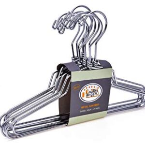 10 Quality Metal Children Hangers, Swivel Hook, Stainless Steel Heavy Duty Wire Clothes Hangers (10, Kids - 12" inch)