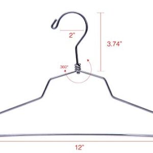 10 Quality Metal Children Hangers, Swivel Hook, Stainless Steel Heavy Duty Wire Clothes Hangers (10, Kids - 12" inch)