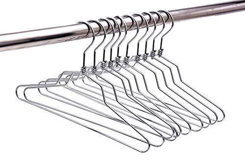 10 Quality Metal Children Hangers, Swivel Hook, Stainless Steel Heavy Duty Wire Clothes Hangers (10, Kids - 12" inch)