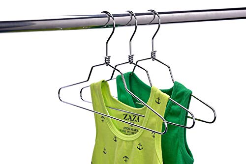 10 Quality Metal Children Hangers, Swivel Hook, Stainless Steel Heavy Duty Wire Clothes Hangers (10, Kids - 12" inch)