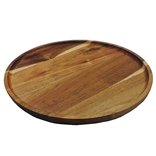 JB Home Collection 4569, Premium Acacia Wooden Food Serving Charger Plate Platter Round Wooden Tea Tray Snack Platter 12.5"x12.5"