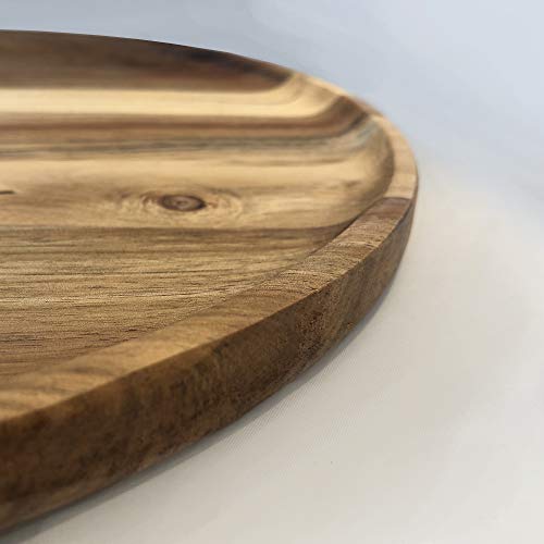 JB Home Collection 4569, Premium Acacia Wooden Food Serving Charger Plate Platter Round Wooden Tea Tray Snack Platter 12.5"x12.5"