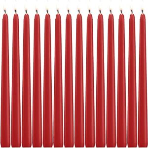 yuch elegant taper candles 10 inches tall premium quality candles set of 14 (red)