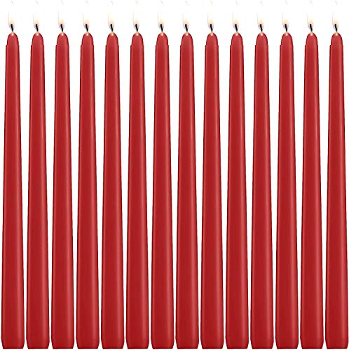 YUCH Elegant Taper Candles 10 Inches Tall Premium Quality Candles Set of 14 (Red)