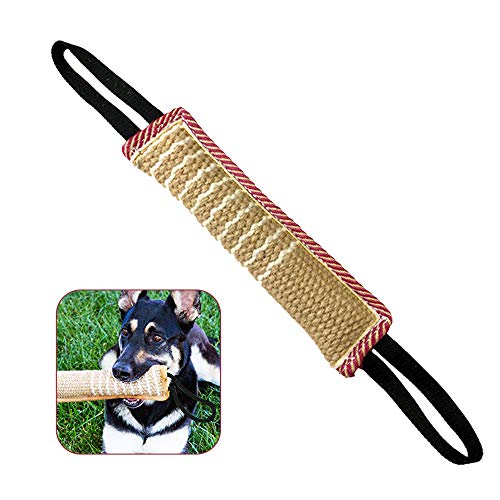 Dog Tug Toy, Dog Bite Jute Pillow Pull Toy with 2 Strong Handles, Perfect for Tug of War, Puppy Training Interactive Play, Durable Bite Training Toys for Medium to Large Dogs (Black)