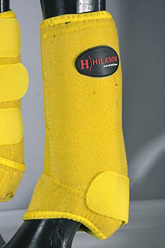 HILASON L M S Horse Hind Leg Ultimate Sports Boots Pair Yellow | Horse Leg Boots | Splint Boots for Horses | Horse Jumping Boots| Professional Choice Horse Boots