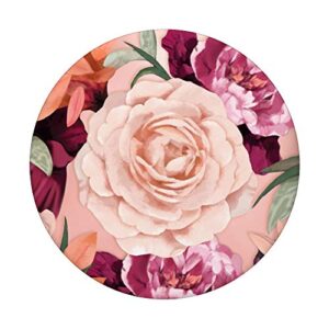 Floral - Pink Rose Purple Flowers Print Design PopSockets PopGrip: Swappable Grip for Phones & Tablets