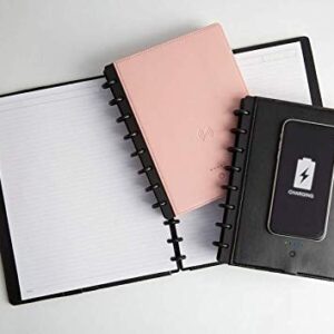 TUL Wireless Charging Discbound Notebook, Leather Cover, Letter Size, Black