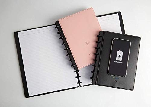 TUL Wireless Charging Discbound Notebook, Leather Cover, Letter Size, Black