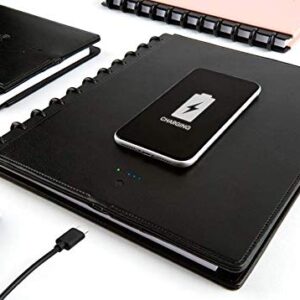 TUL Wireless Charging Discbound Notebook, Leather Cover, Letter Size, Black