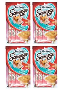 delectables squeeze up hartz cat treats bundle of 4 flavor pouches, 2.0 oz each (tuna)